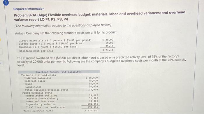 Solved Required information Problem 8-3A (Algo) Flexible | Chegg.com