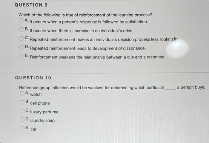 Solved Which of the following is true of reinforcement of | Chegg.com