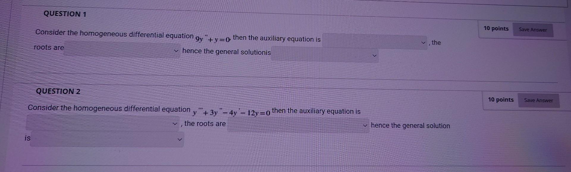 Solved Consider the homogeneous differential equation | Chegg.com