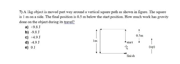 Solved 7) A 1kg object is moved part way around a vertical | Chegg.com