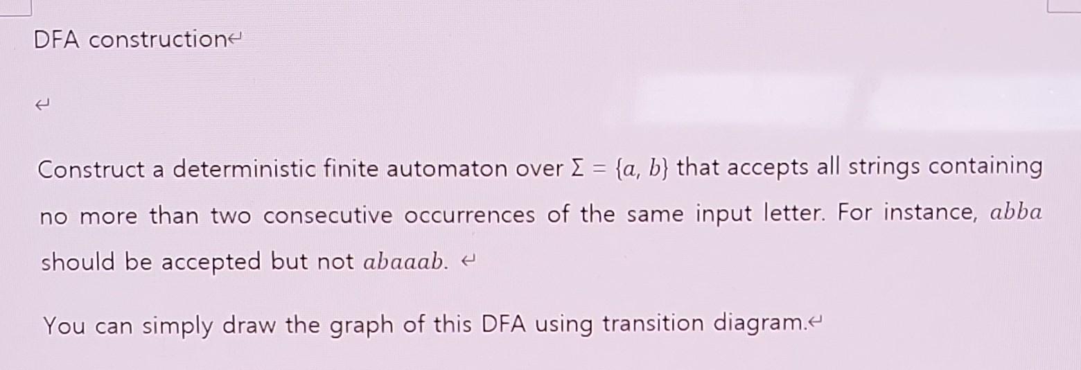 Solved DFA construction Construct a deterministic finite | Chegg.com