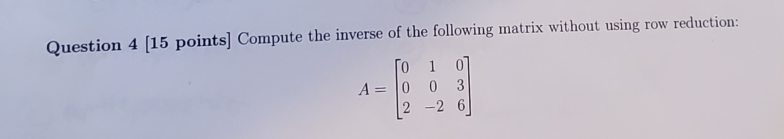 Solved Question 4 [15 ﻿points] ﻿Compute the inverse of the | Chegg.com