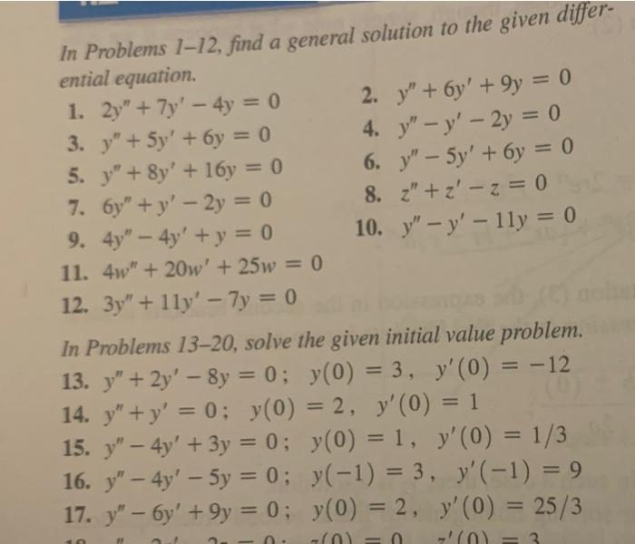 Solved In Problems 1-12, find a general solution to the | Chegg.com