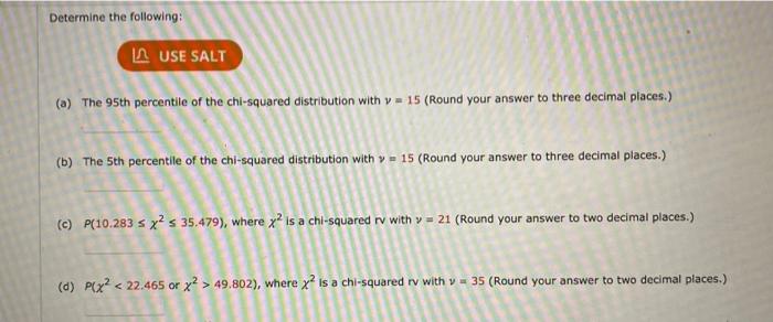 Solved Determine the following: (a) The 95th percentile of | Chegg.com