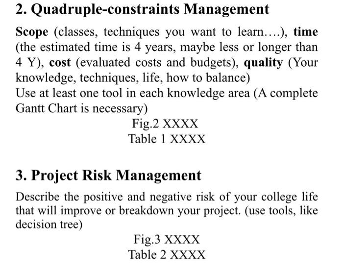 Solved Project management College Life Management 2. | Chegg.com