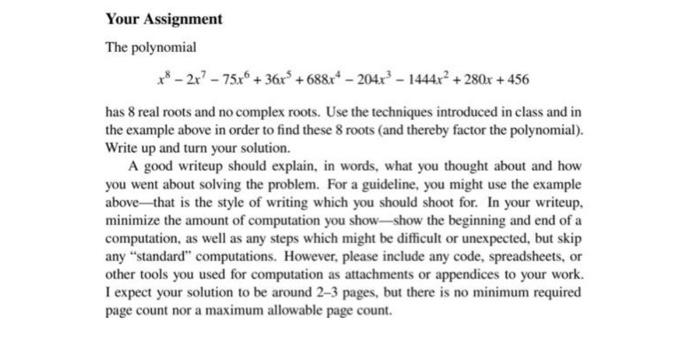 Solved Your Assignment The polynomial | Chegg.com