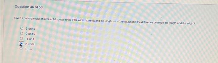 Solved Gven a tectangle with an area of 20 square units, if | Chegg.com