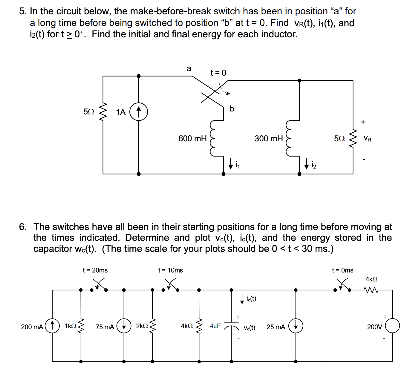 In ﻿the circuit below, the make-before-break switch | Chegg.com