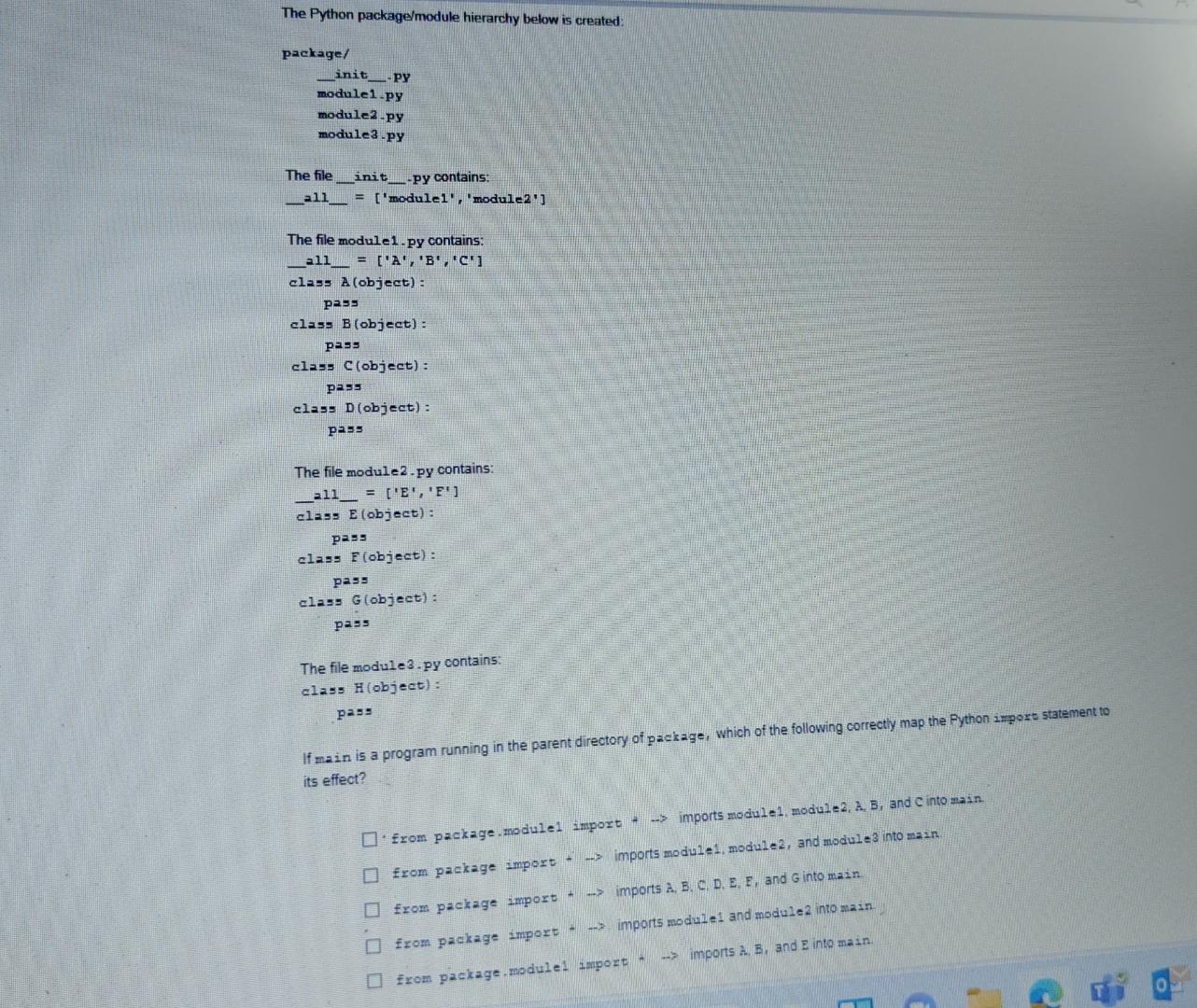 Solved The Python package/module hierarchy below is | Chegg.com Solved The Python package/module hierarchy below is | Chegg.com