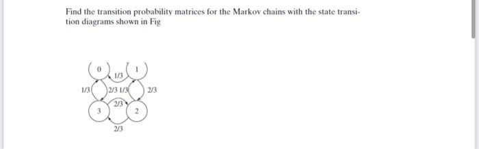 Solved Find the transition probability matrices for the | Chegg.com