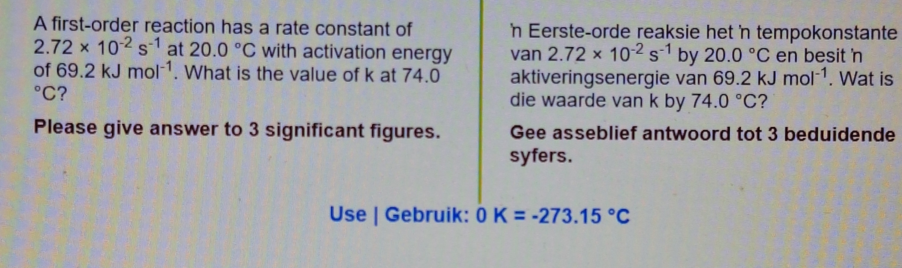 Solved A First Order Reaction Has A Rate Constant