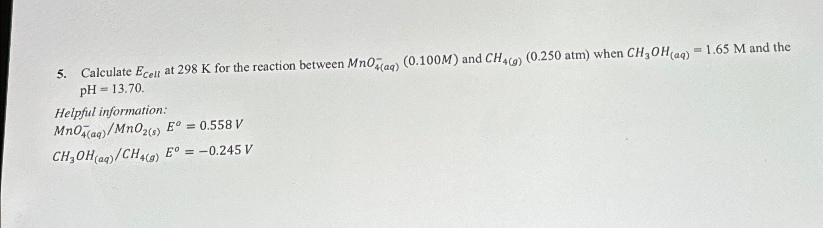 Solved Calculate ECell ﻿at 298K ﻿for the reaction between | Chegg.com