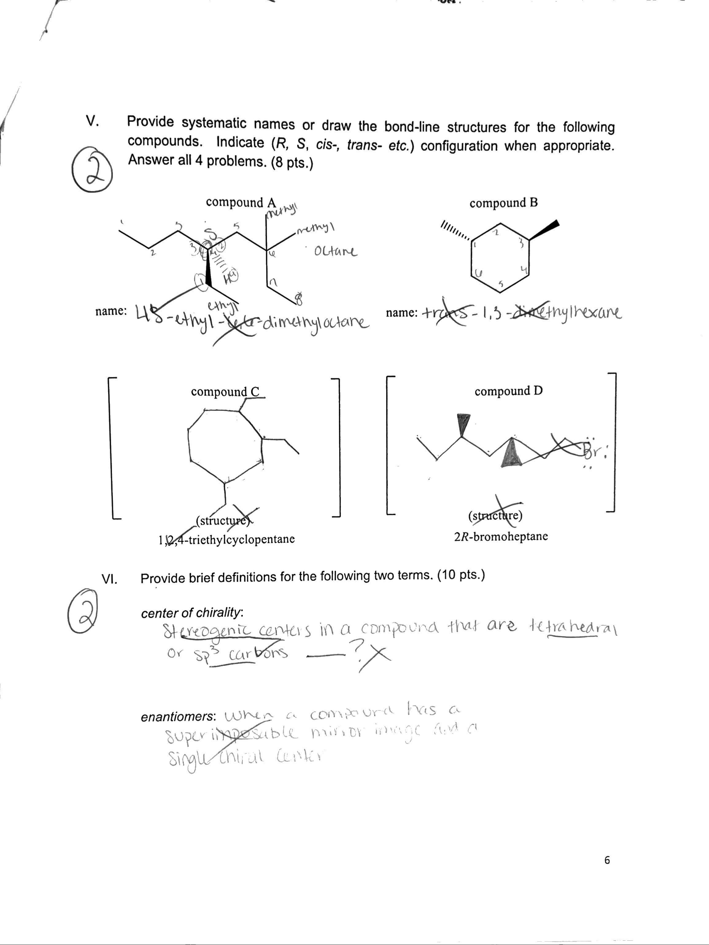 Solved V. ﻿Provide systematic names or draw the bond-line | Chegg.com