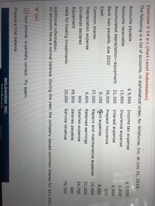 Solved Exercise 3-14 a-c (Part Level Submission) The | Chegg.com