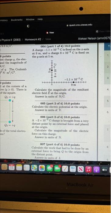 Solved 9.8 m/92.004 (part 1 of 4 ) 10.0 points . A charge | Chegg.com