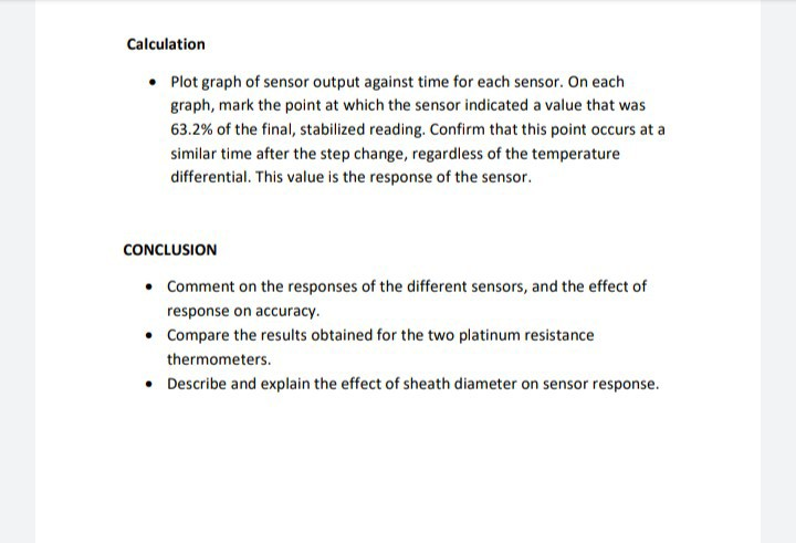 Calculation • Plot graph of sensor output against | Chegg.com