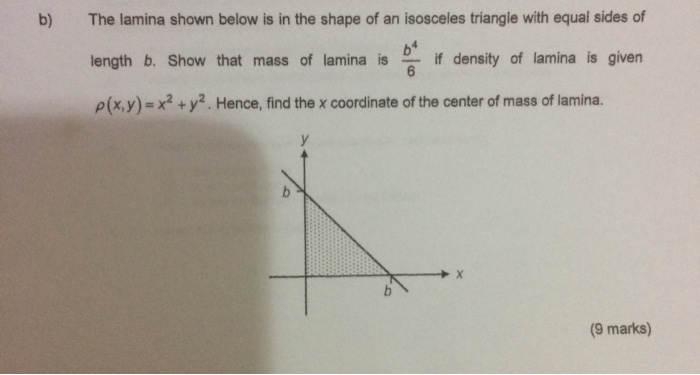Solved b) The lamina shown below is in the shape of an | Chegg.com