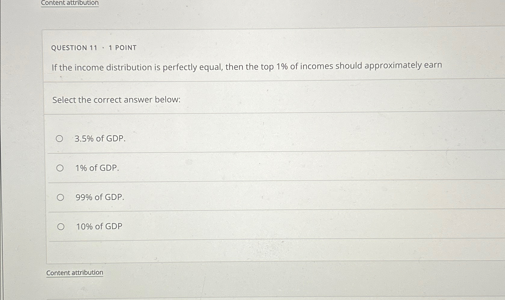 Solved Content attributionQUESTION 11*1 ﻿POINTIf the income | Chegg.com