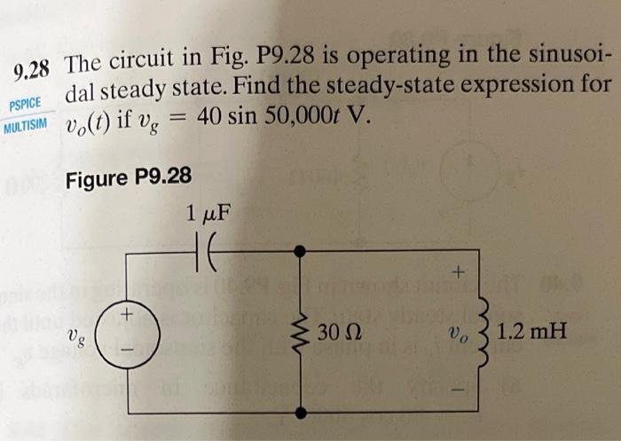 Solved The circuit in Fig. P9.28 is operating in the | Chegg.com