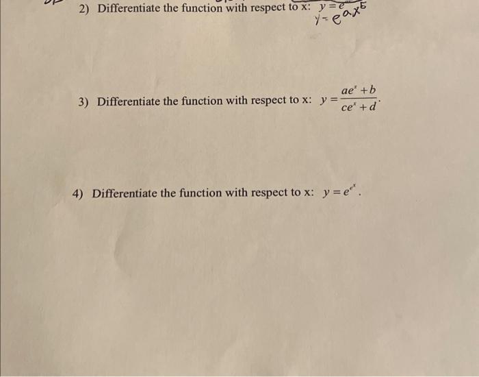 Solved 2) Differentiate the function with respect to | Chegg.com