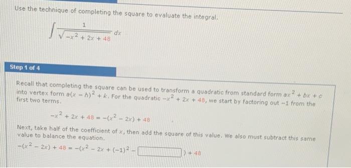 Solved Use the technique of completing the square to | Chegg.com