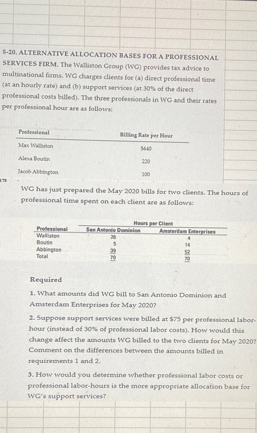 Solved 5-20. ﻿ALTERNATIVE ALLOCATION BASES FOR A | Chegg.com