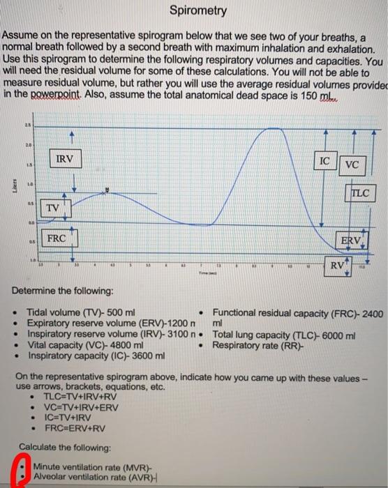 Solved Spirometry Assume on the representative spirogram | Chegg.com