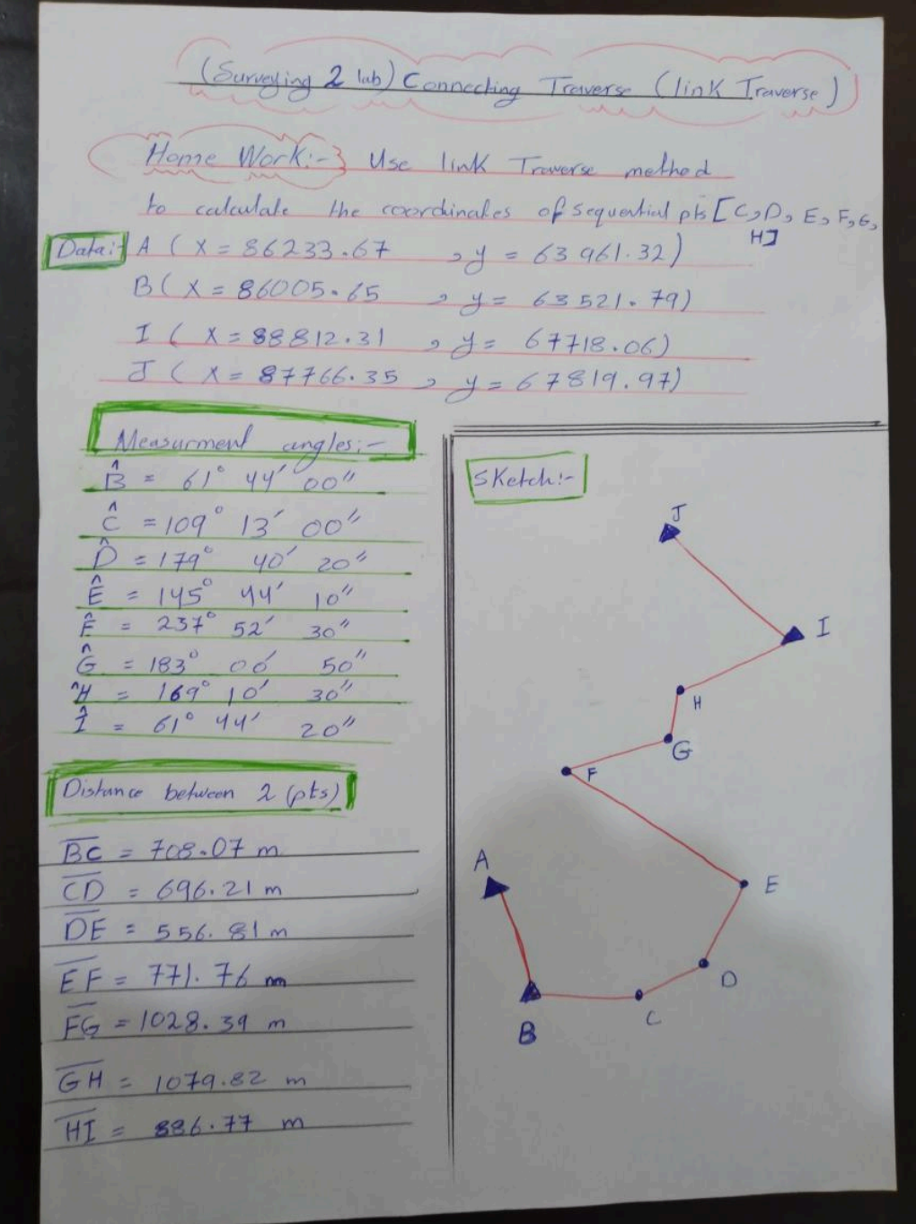 Solved H (Suvenyting 2 lub) Connecting Traverse Clink | Chegg.com