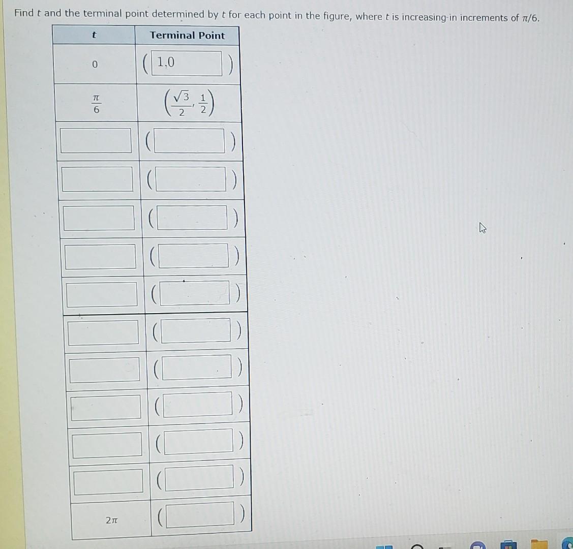 Solved Find t and the terminal point determined by t for | Chegg.com