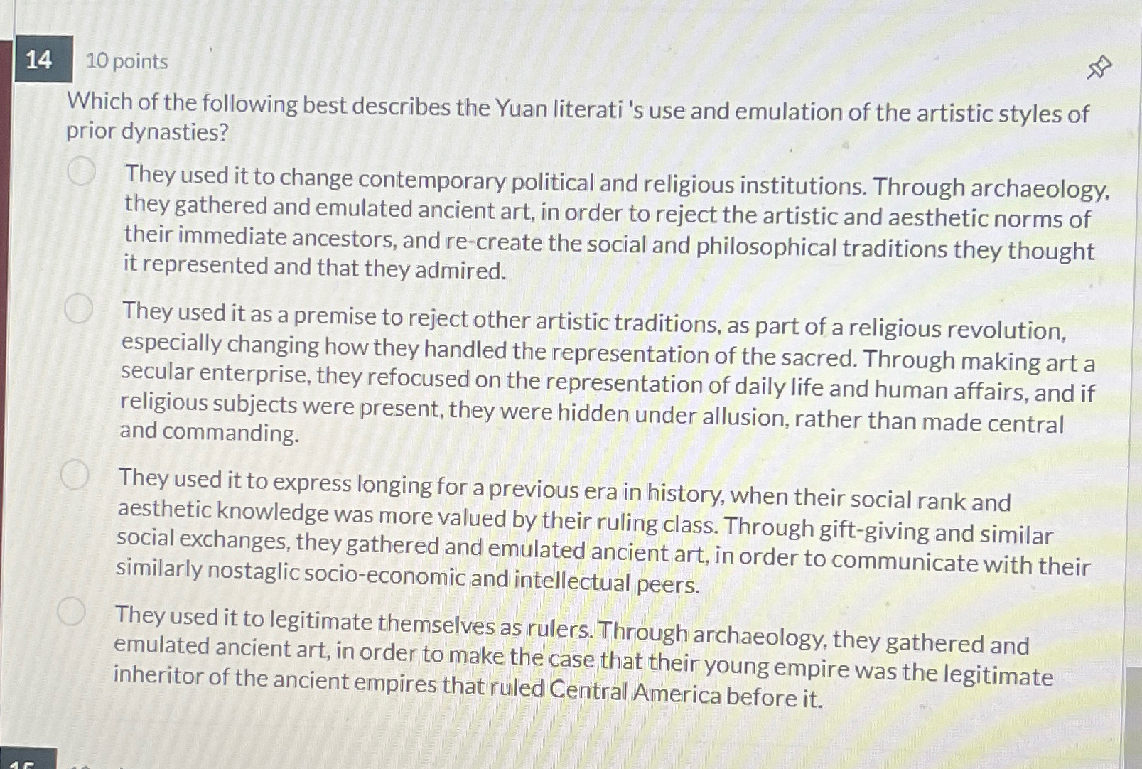 Solved 1410 ﻿pointsWhich of the following best describes the | Chegg.com