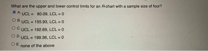 Solved Variable Control Chart Constants Sample Size N 2345 6 | Chegg.com