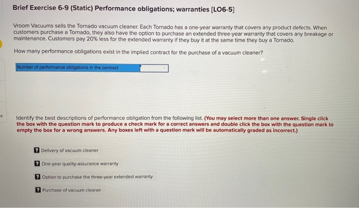 Solved Brief Exercise 6-8 (Static) Performance obligations; | Chegg.com