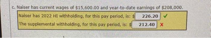 Solved Naiser has current wages of 15,000 and year to date | Chegg.com