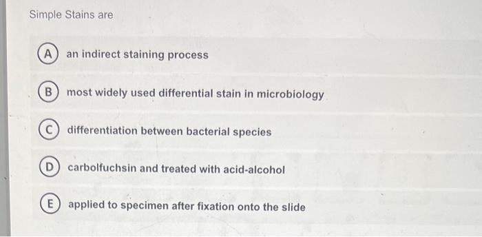 Solved Simple Stains are an indirect staining process most | Chegg.com