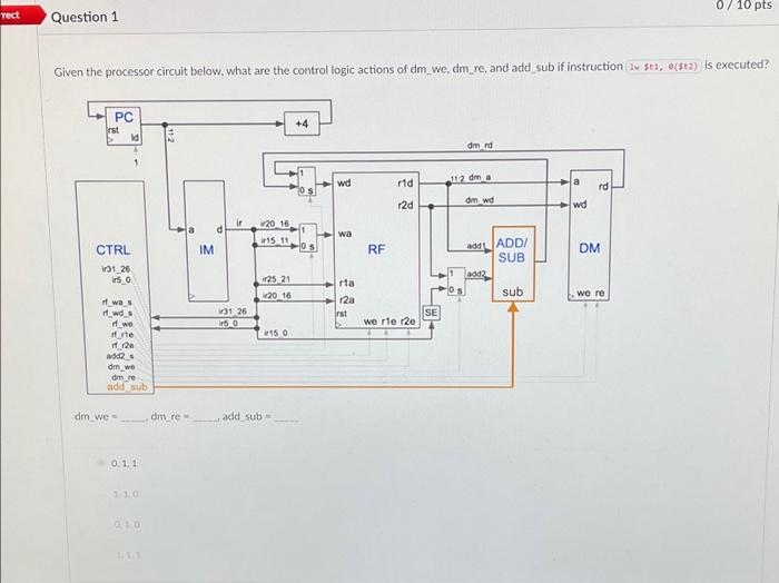 Solved rect Question 1 Given the processor circuit below, | Chegg.com