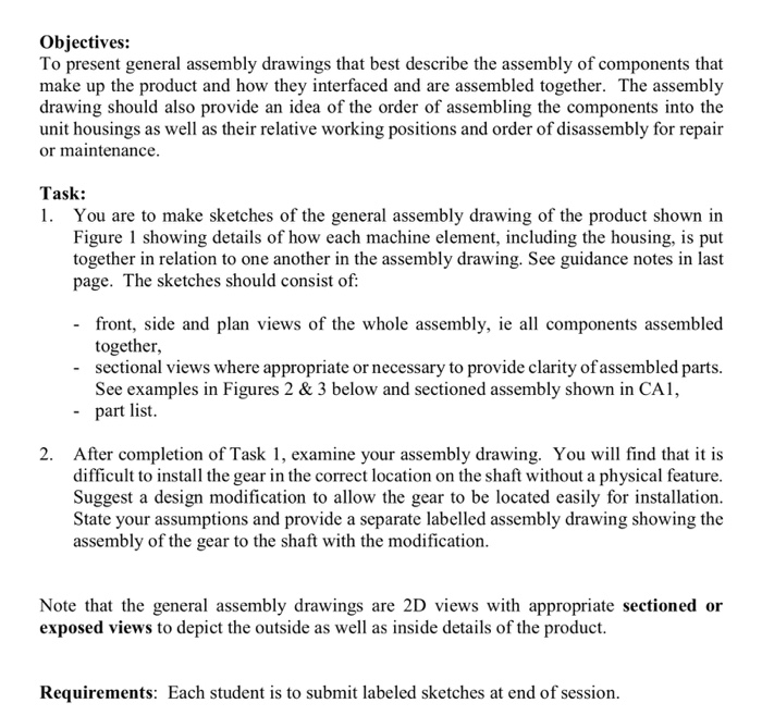Objectives: To present general assembly drawings that | Chegg.com