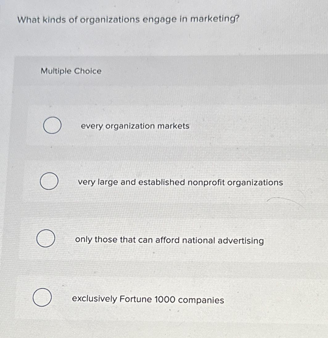 Solved What kinds of organizations engage in | Chegg.com