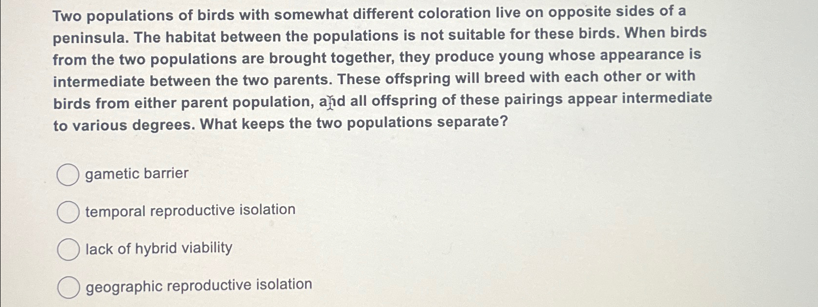 Solved Two populations of birds with somewhat different | Chegg.com