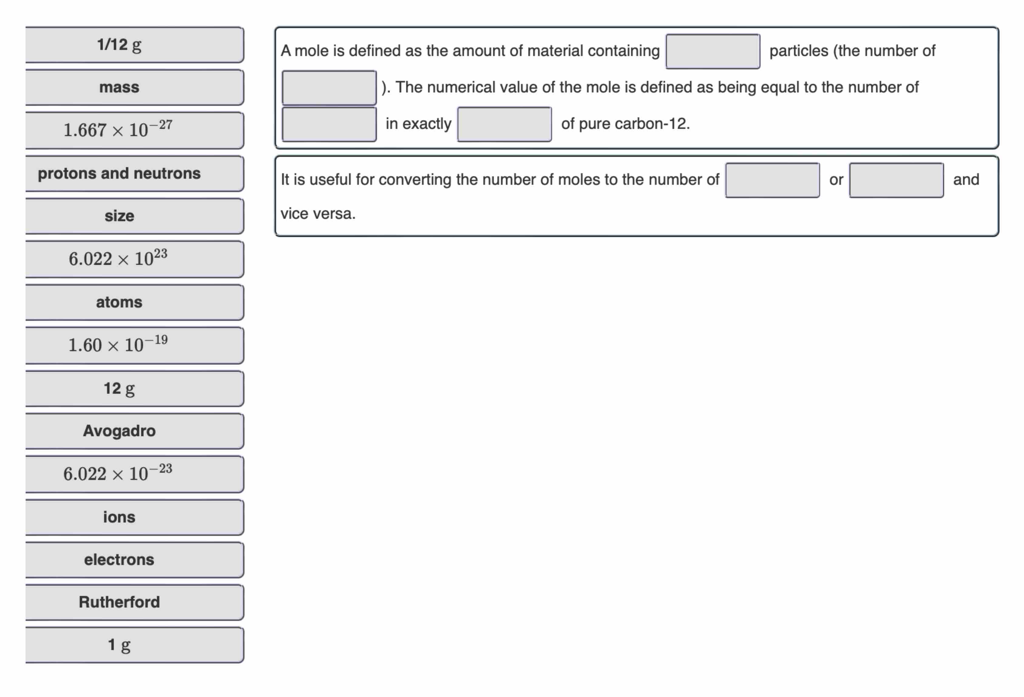 Solved A mole is defined as the amount of material | Chegg.com