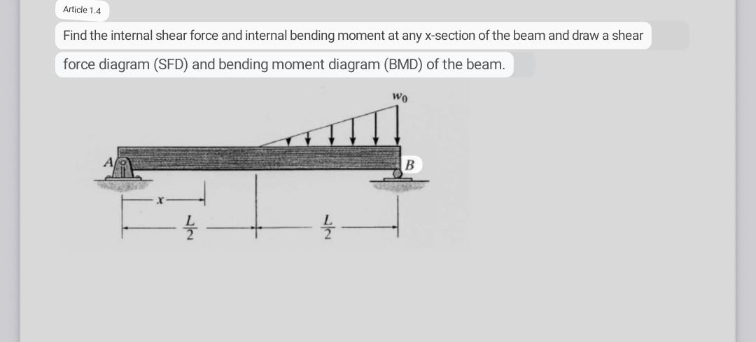 Solved Find the internal shear force and internal bending | Chegg.com