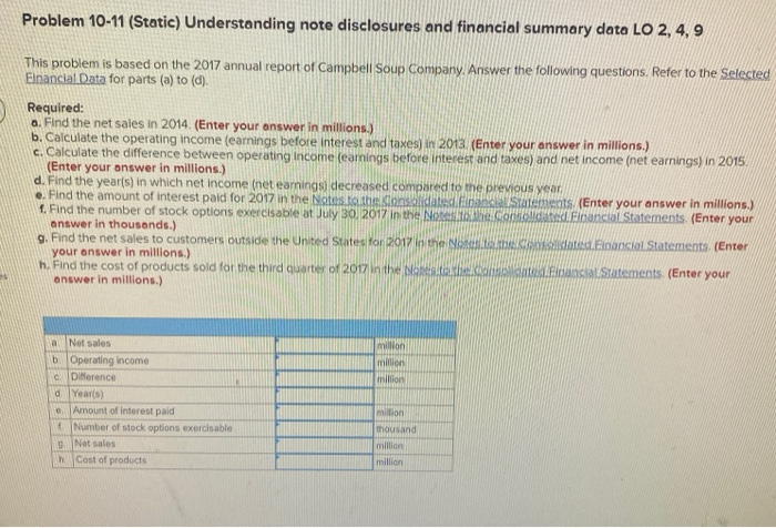 Solved Problem 10-11 (Static) Understanding note disclosures | Chegg.com