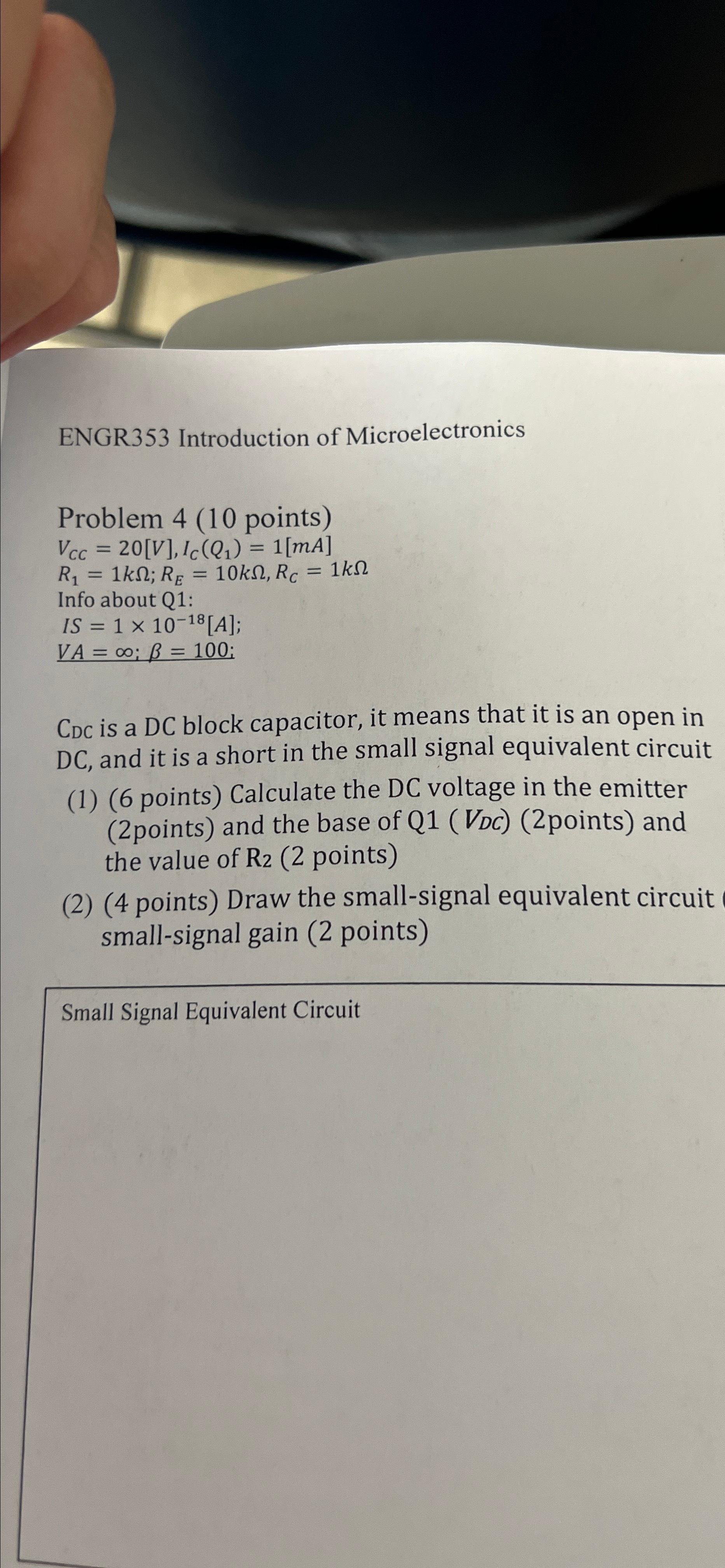 Solved ENGR353 ﻿Introduction of MicroelectronicsProblem | Chegg.com