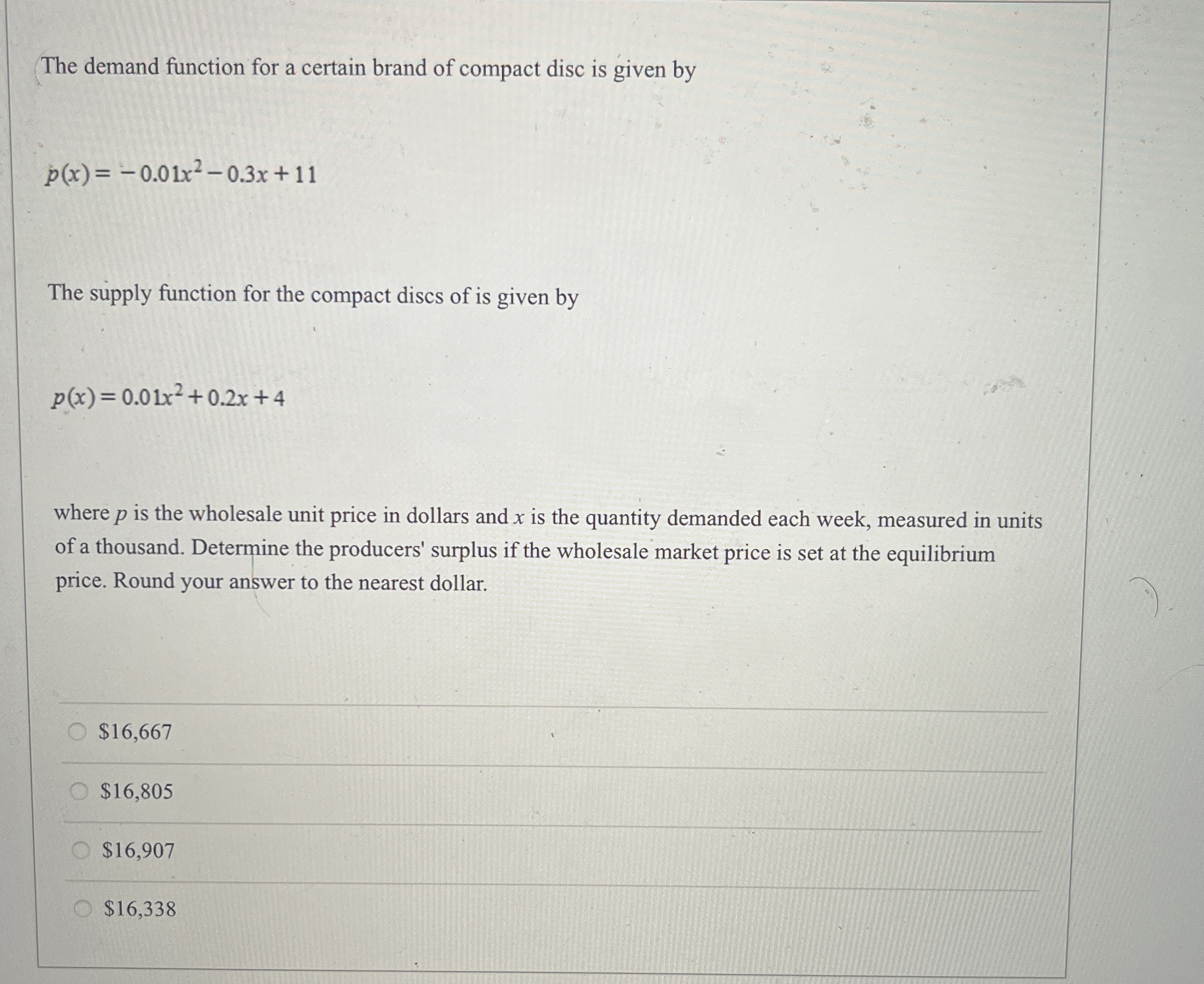 Solved The demand function for a certain brand of compact | Chegg.com
