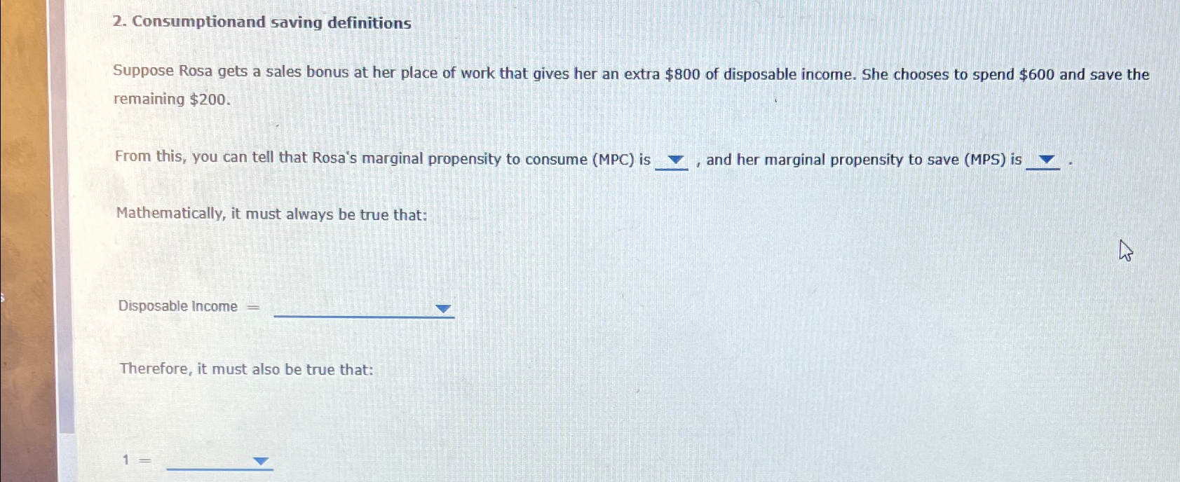 Solved Consumptionand saving definitionsSuppose Rosa gets a | Chegg.com