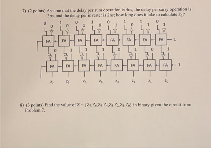 Solved 7) (2 points) Assume that the delay per sum operation | Chegg.com