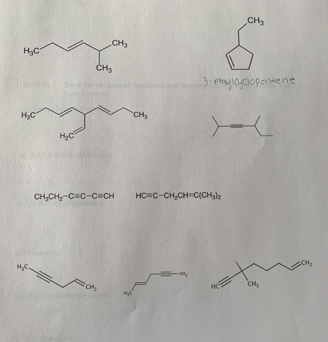 Solved CH3 CH3 H3C CH3 3- ethylcyclopentene H2C CH3 H2C | Chegg.com