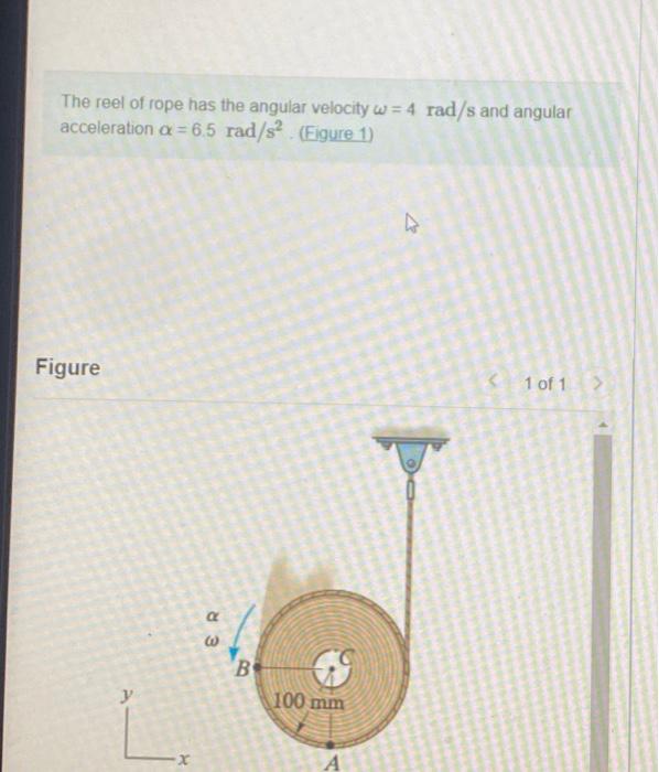 Solved The reel of rope has the angular velocity ω=4rad/s | Chegg.com