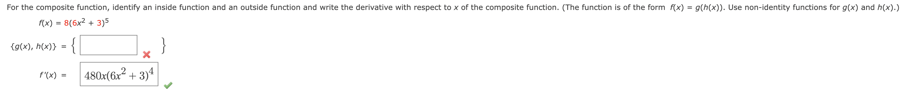 Solved For the composite function identify an inside | Chegg.com