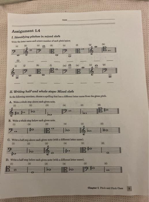 Assignment 1.4 I. Identifying pitches in mixed olete | Chegg.com