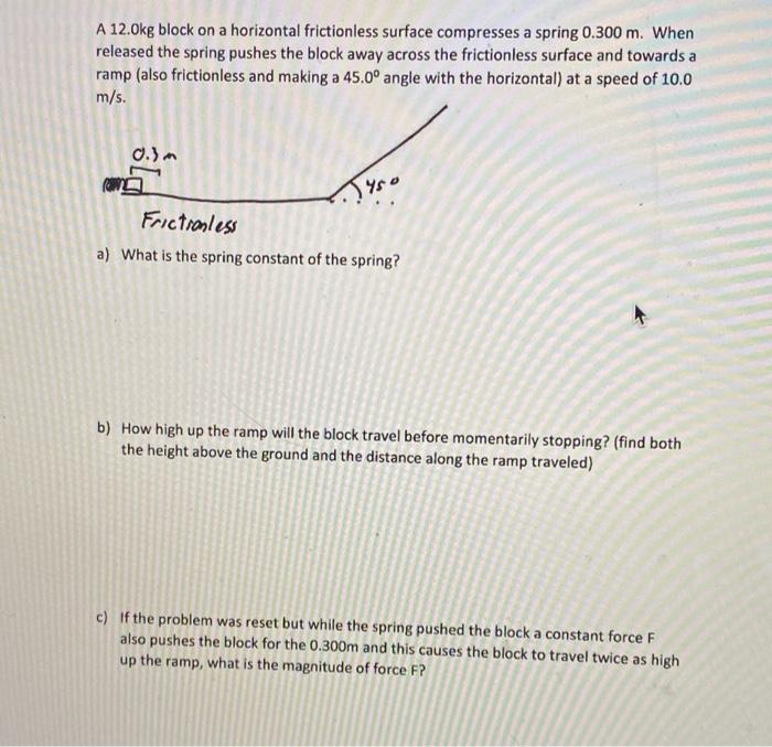 Solved A 12.0kg block on a horizontal frictionless surface | Chegg.com